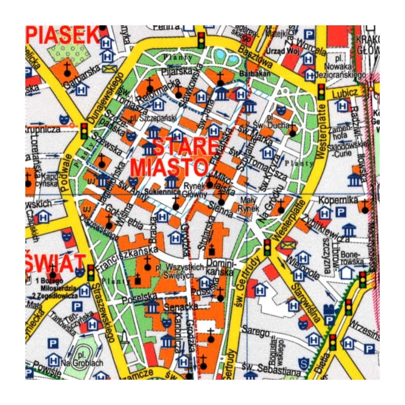 Mapa do wpinania Plan Krakowa 1:22 tys. wymiar 138x85cm. Piętka